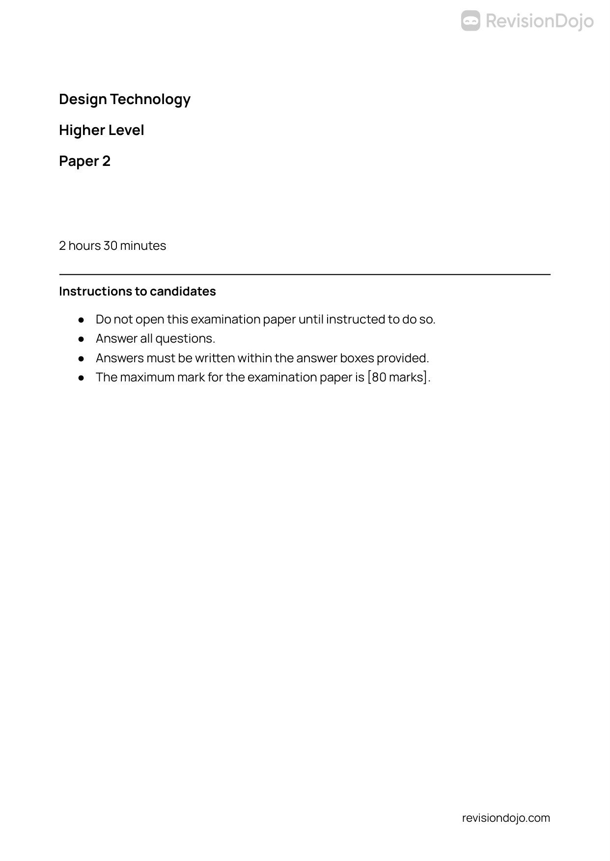 Design Technology HL Paper 2 (Set 1) | RevisionDojo